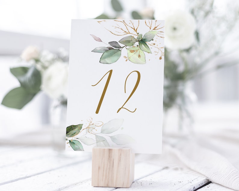 Table Numbers Printable Wedding Table Numbers Greenery | Etsy