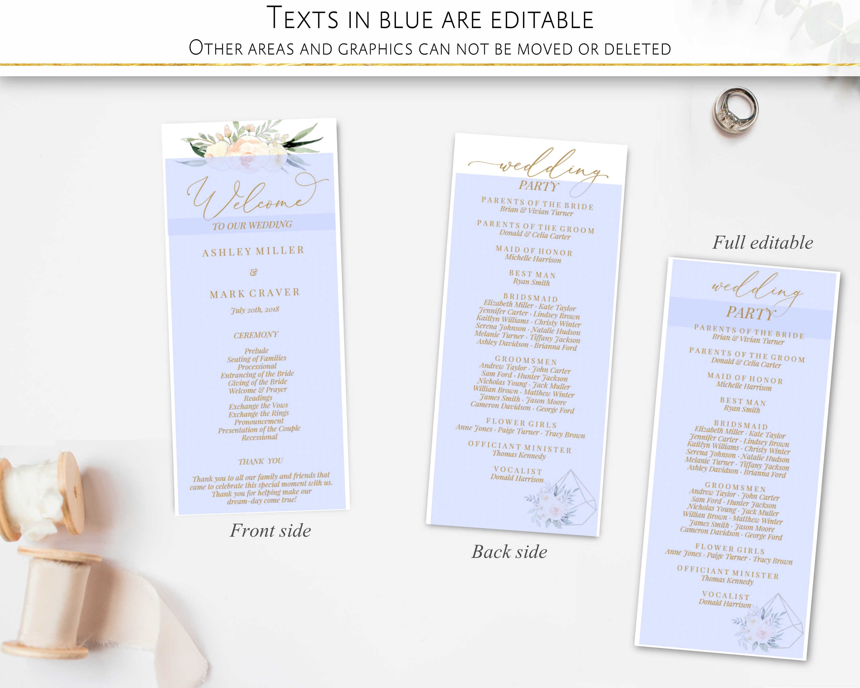 Wedding Program Printable Editable Program Template Ivory | Etsy