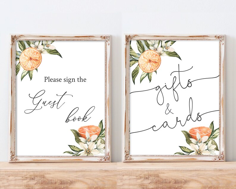 Orange Citrus Bridal Shower Signs Set Decor Signage Printable - Etsy