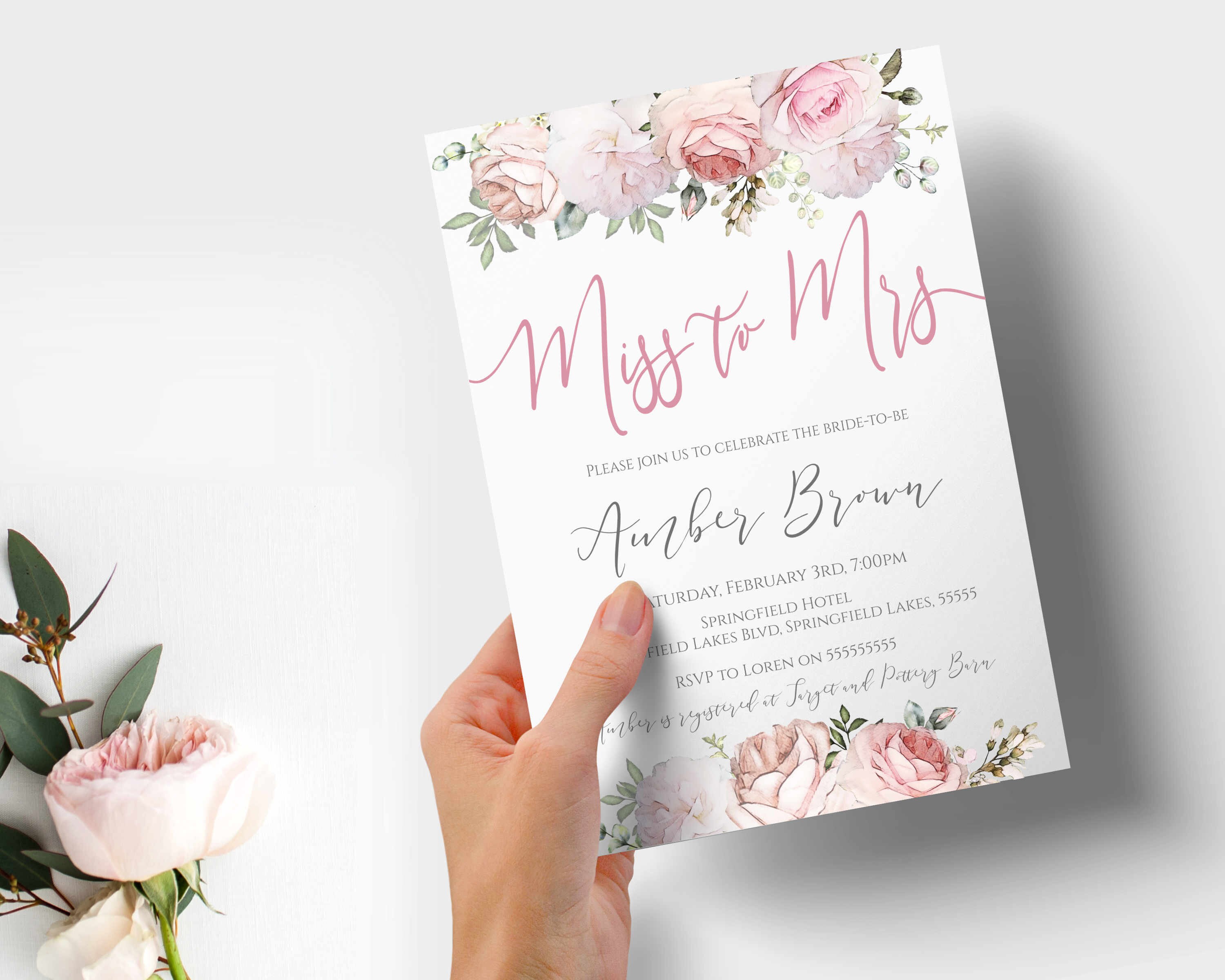 Bridal Shower Invitation Printable Miss to Mrs Invite | Etsy