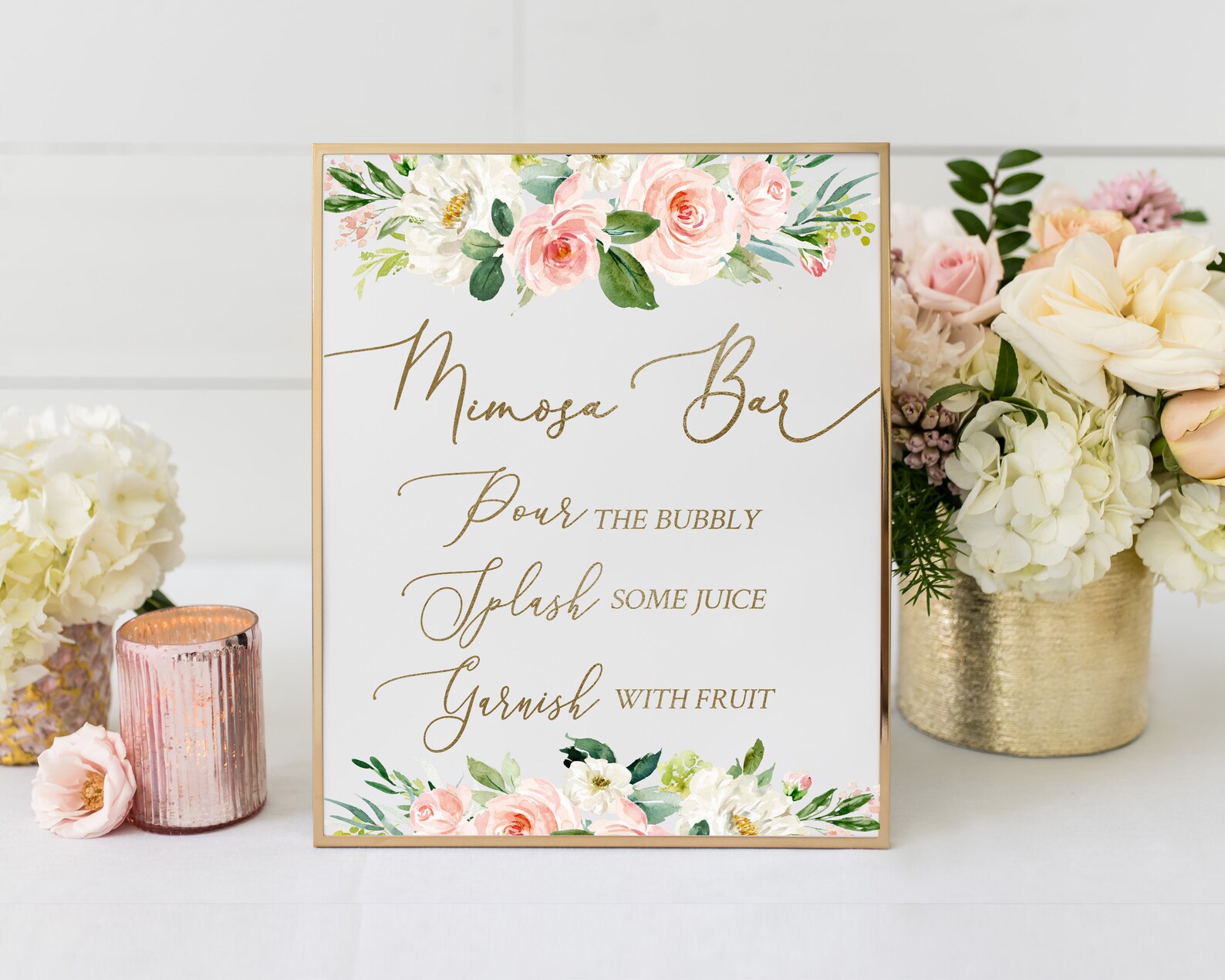 Mimosa Bar Sign Printable Mimosa Sign Rustic Blush Floral - Etsy