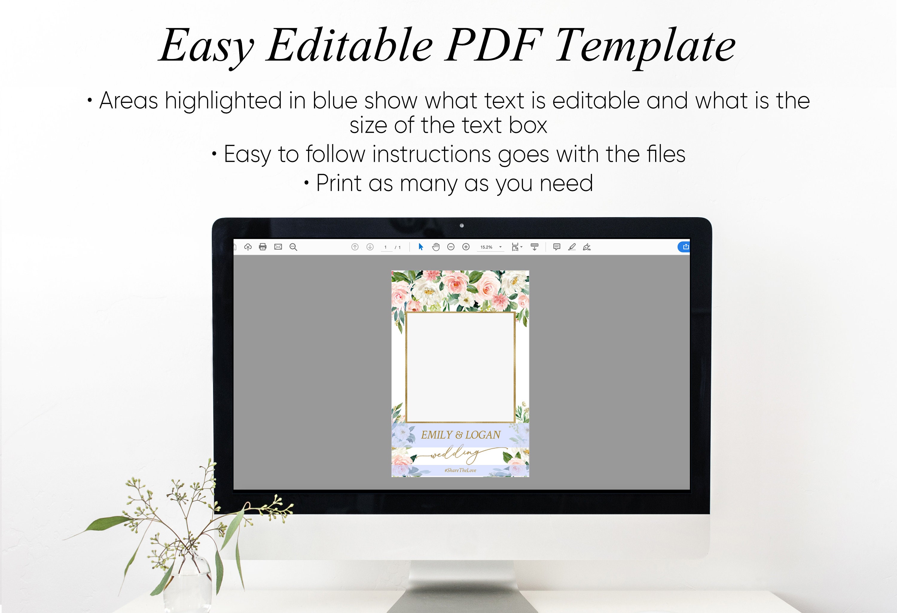 Wedding Photo Booth Frame Photo Booth Printable Editable | Etsy