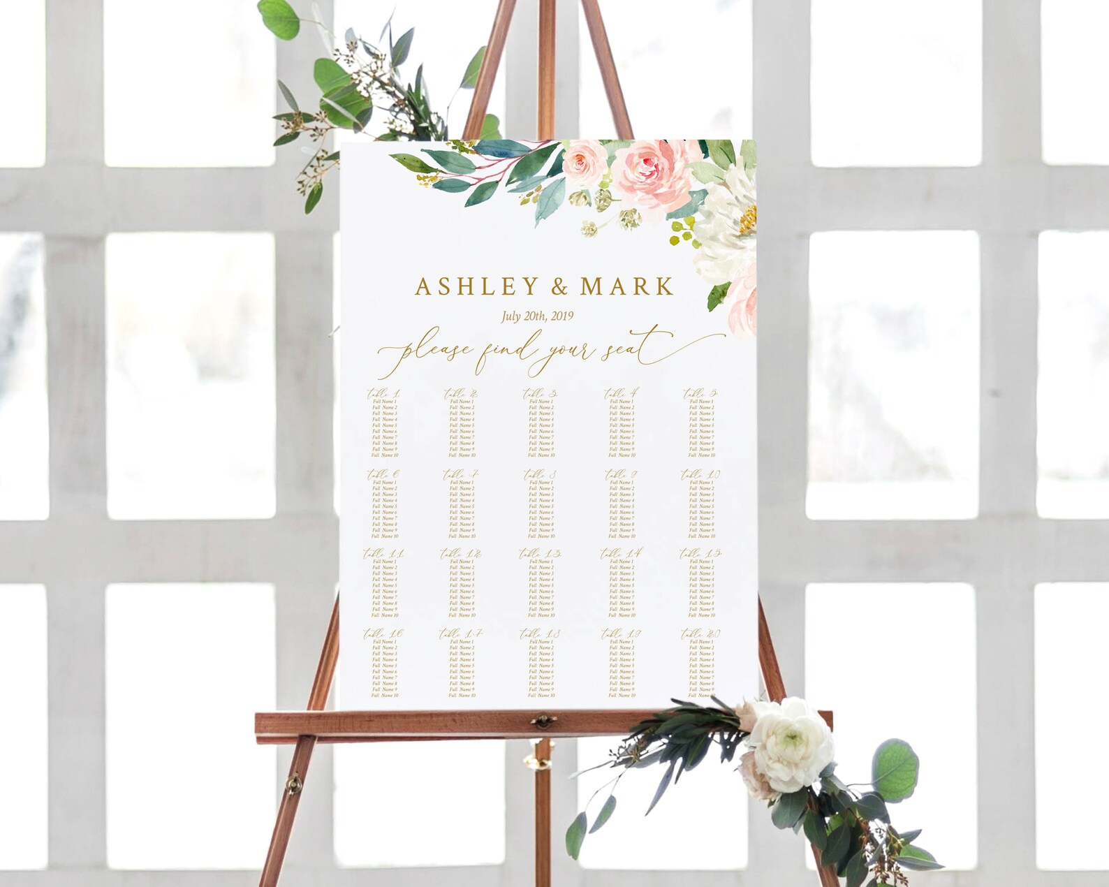 Floral Wedding Seating Chart Printable Seating Plan Template - Etsy