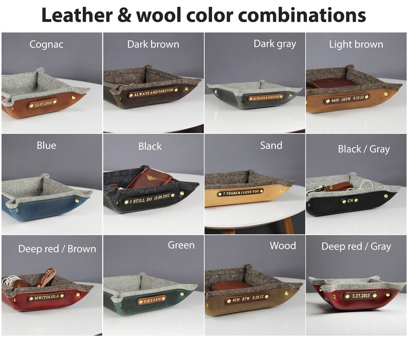 7th Year Anniversary Wool Copper Gift Leather Catch All 3rd | Etsy