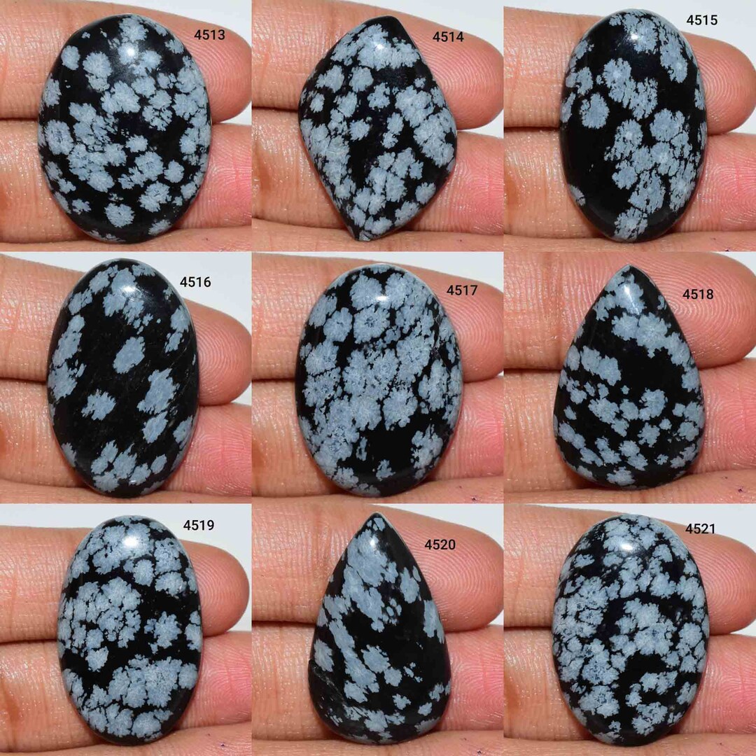 Beautiful Designer Natural Snow Flake Obsidian Gemstone, Snow Flake ...