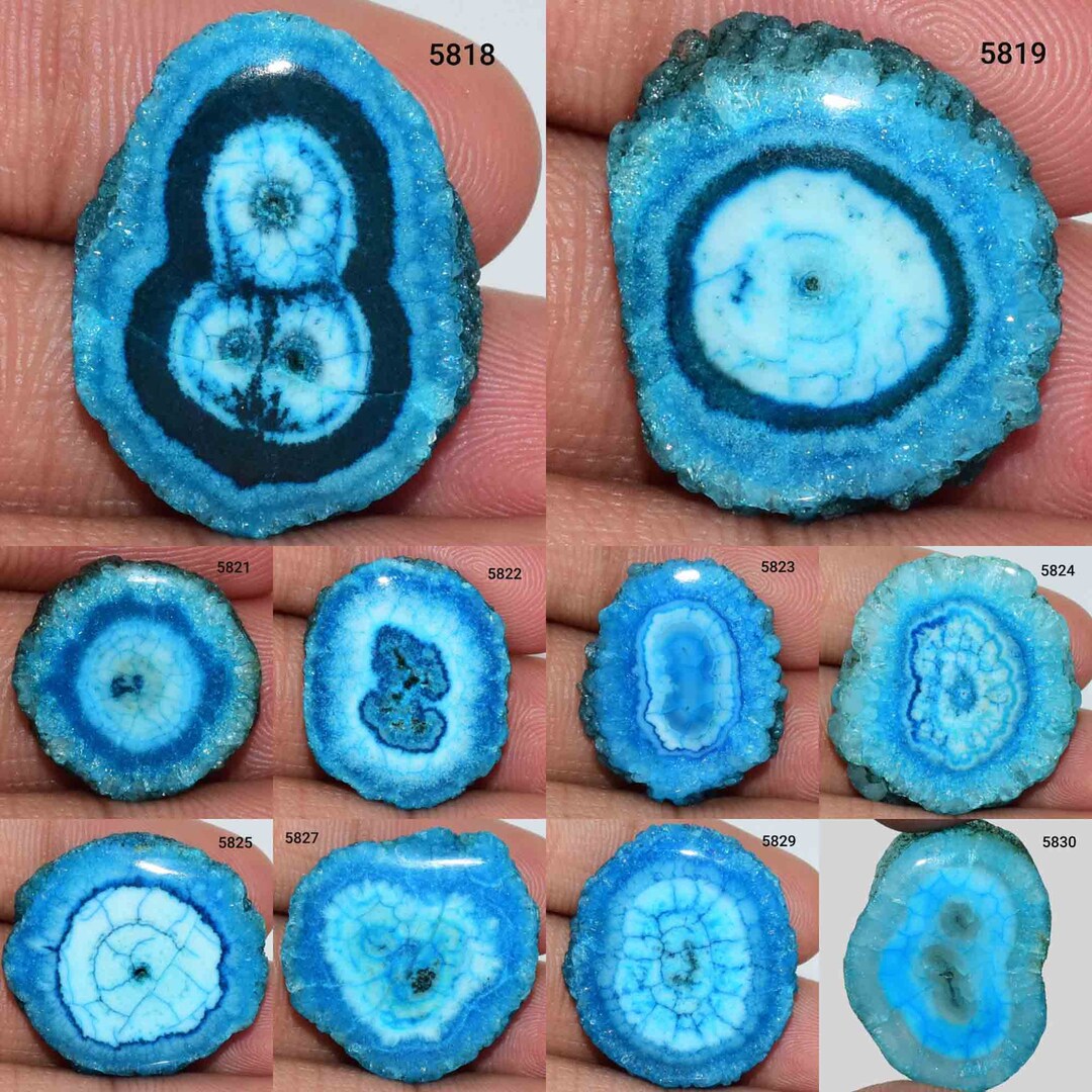 Tinted Larimar Color Solar Quartz Slice Cabochon, Solar Quartz Jewelry ...