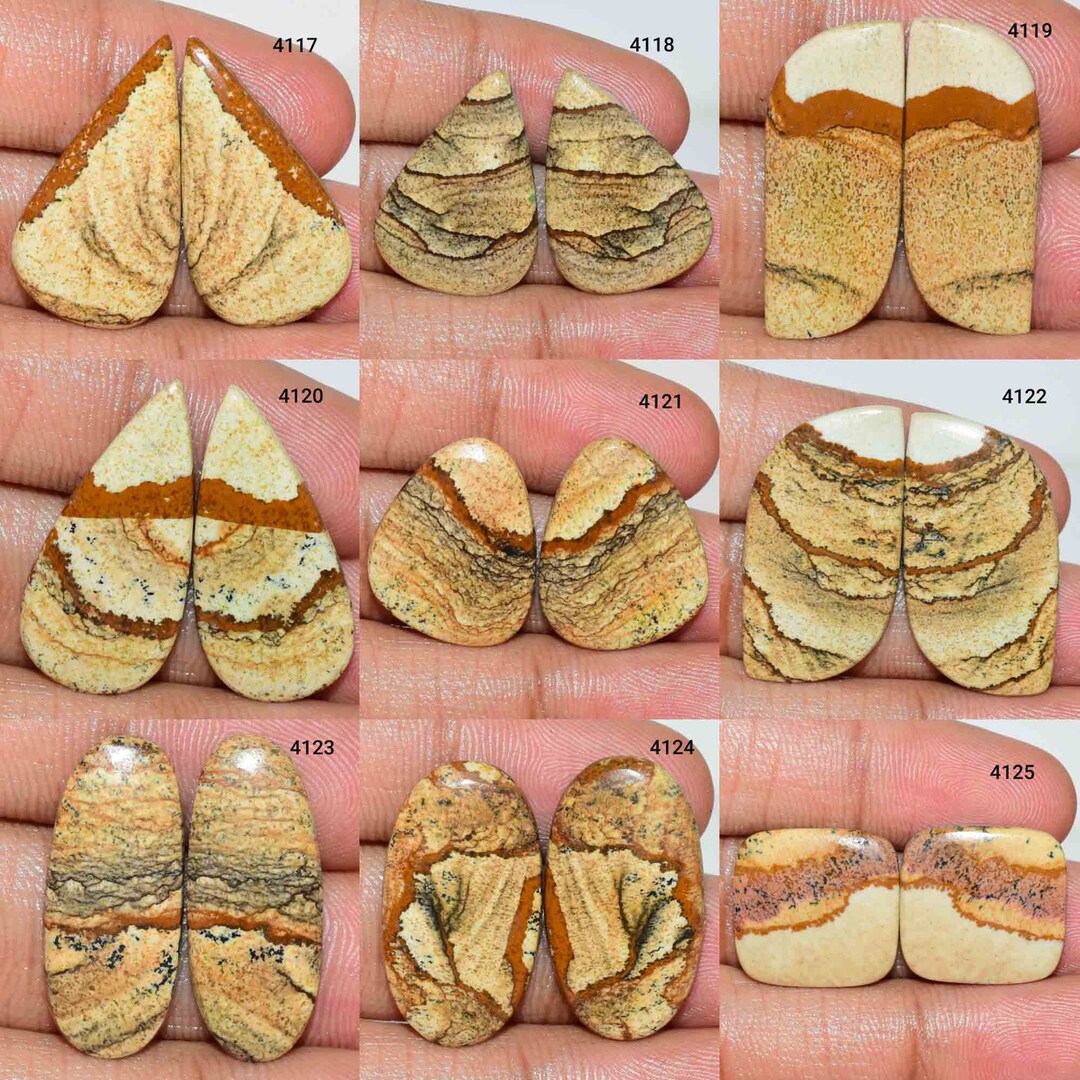 Marvelous Designer Pitcher Jasper Cabochon Matched Pair, Pitcher Jasper ...