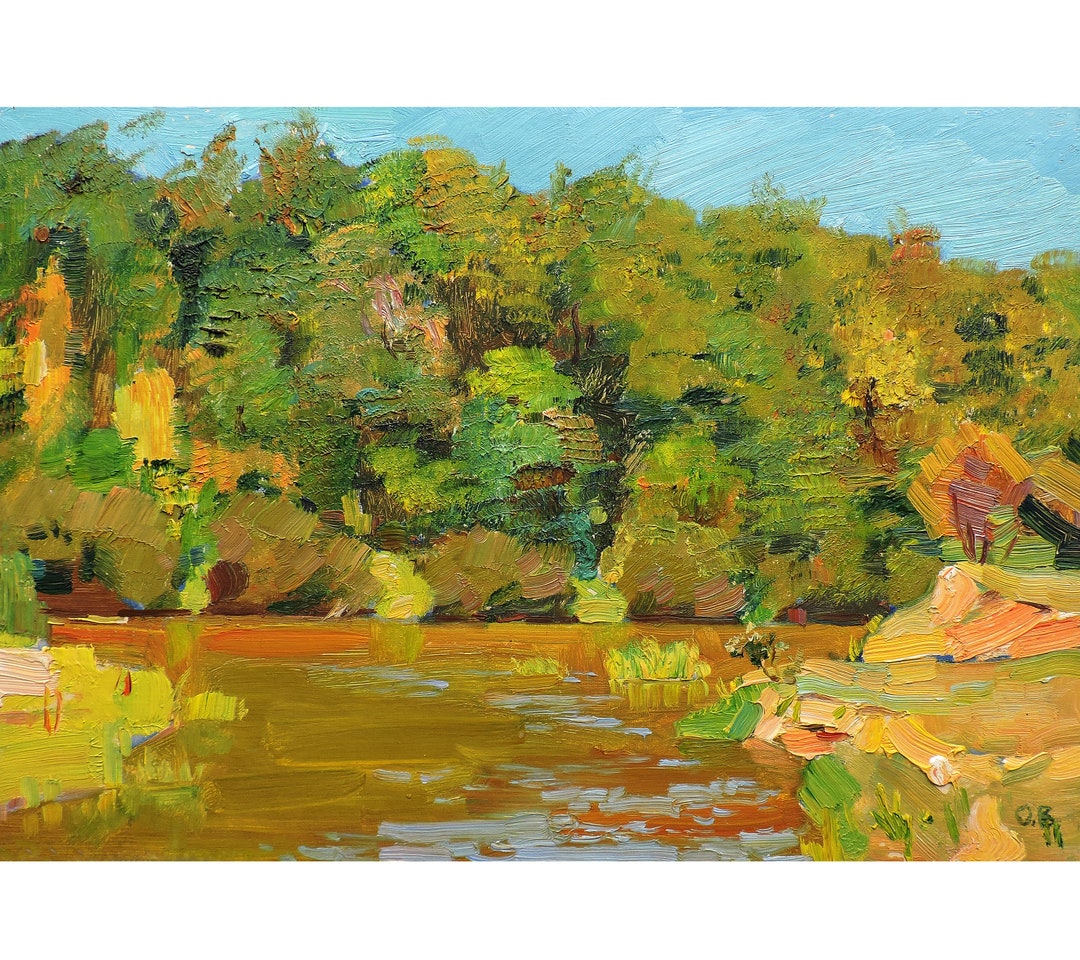 VINTAGE RIVERSCAPE Oil Original Painting by Soviet Artist A.vovk ...