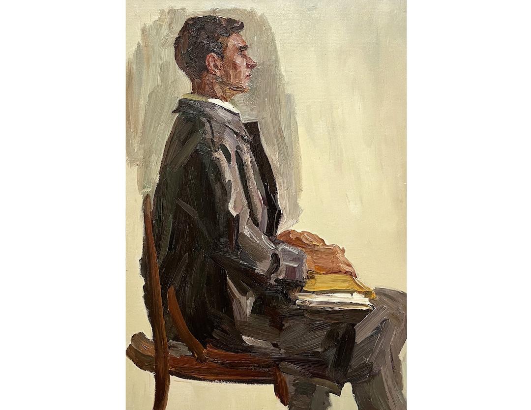 Antique Original Oil Painting Male Portrait by Ukrainian Artist N ...
