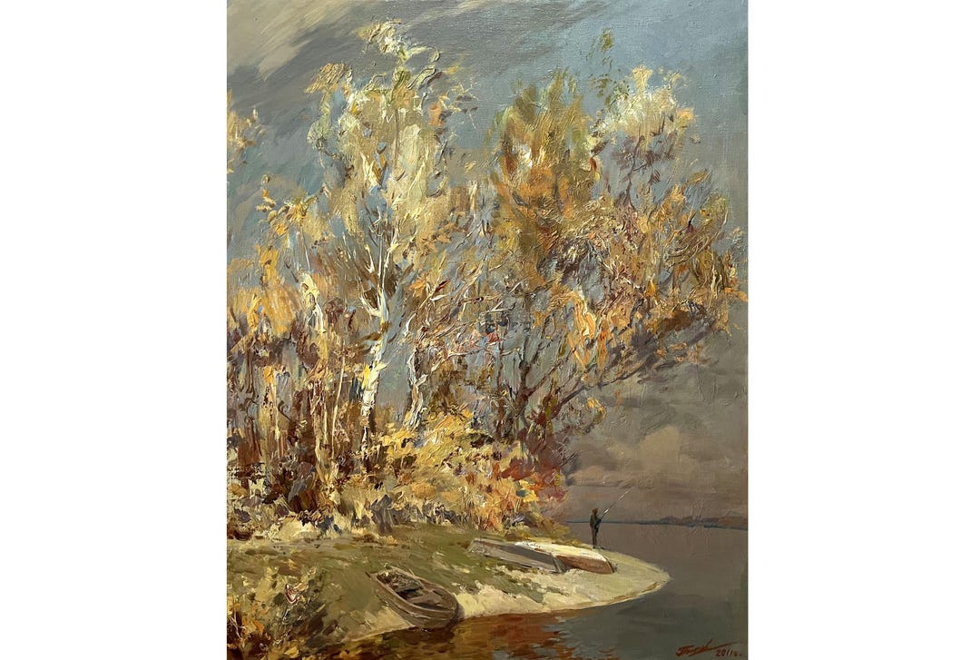 Original Oil Painting on Canvas Autumn Landscape by Ukraine Artist S ...