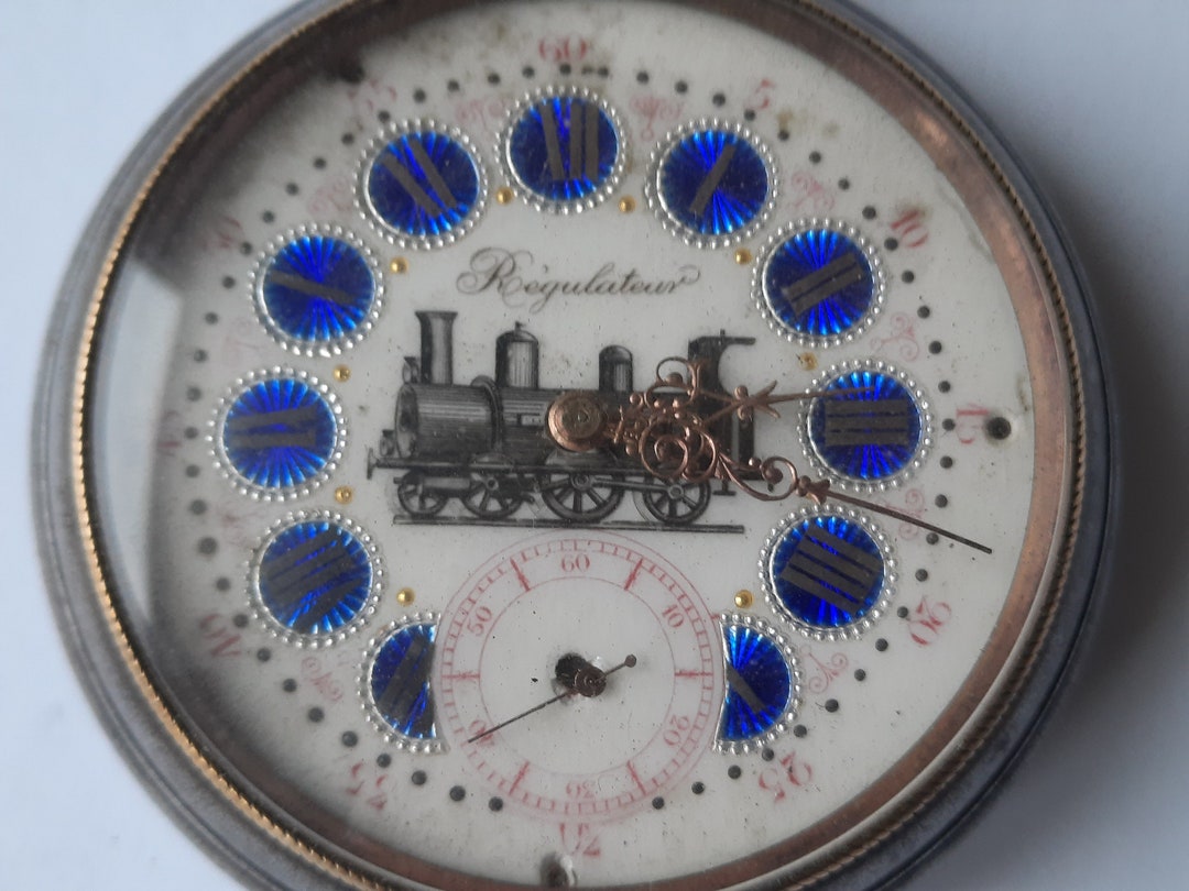 Large Steel Regulator Pocket Watch Locomotive Train Decor - Etsy