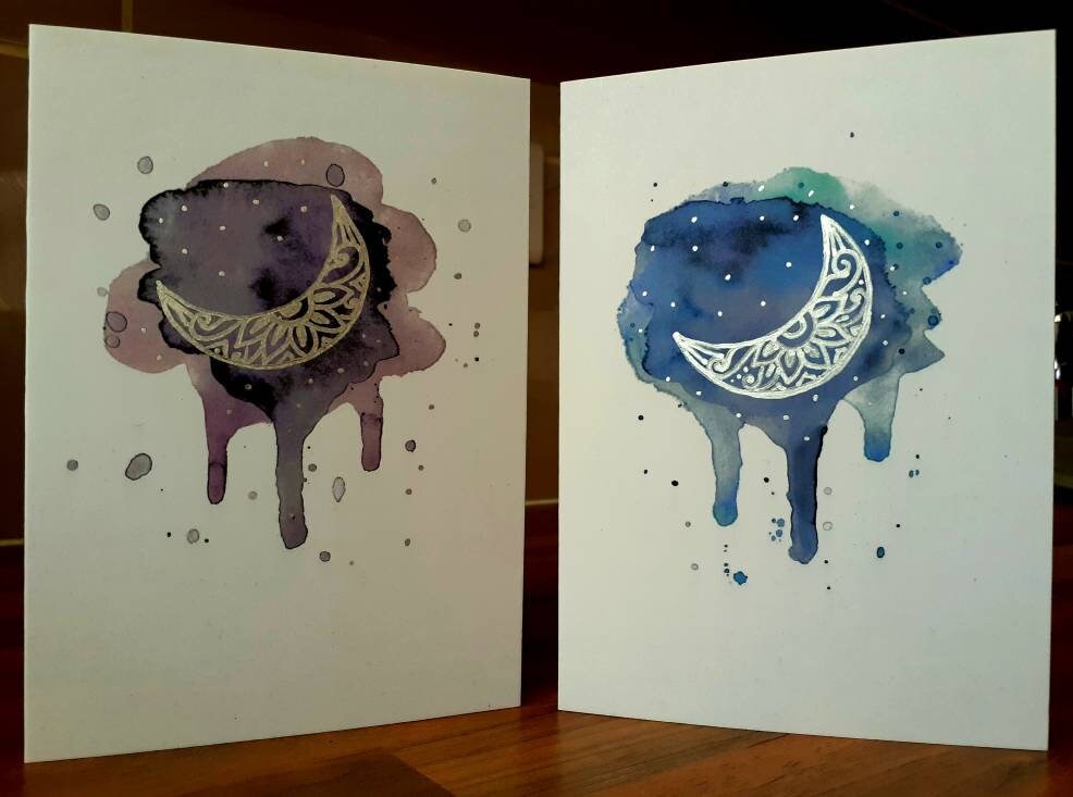 Palestine Charity Eid Cards, Metallic, Hand Finished Crescent Moon ...