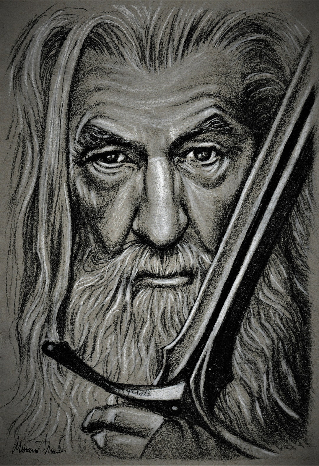 Gandalf Lord of the Rings Art Graphite Portrait of Gandalf the Grey ...