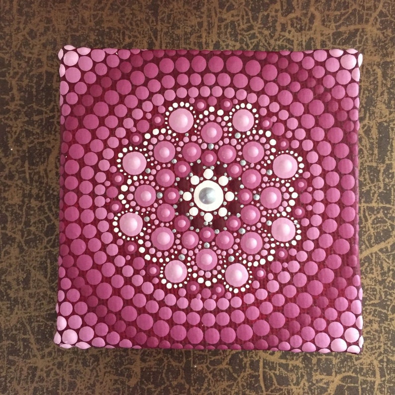 Mini Mandala Rosé Lovely Handpainted Dotting-mandala on Canvas Board as ...