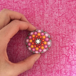 Mandala-stone Raspberry & Red I Handpainted Mandala Stone as - Etsy