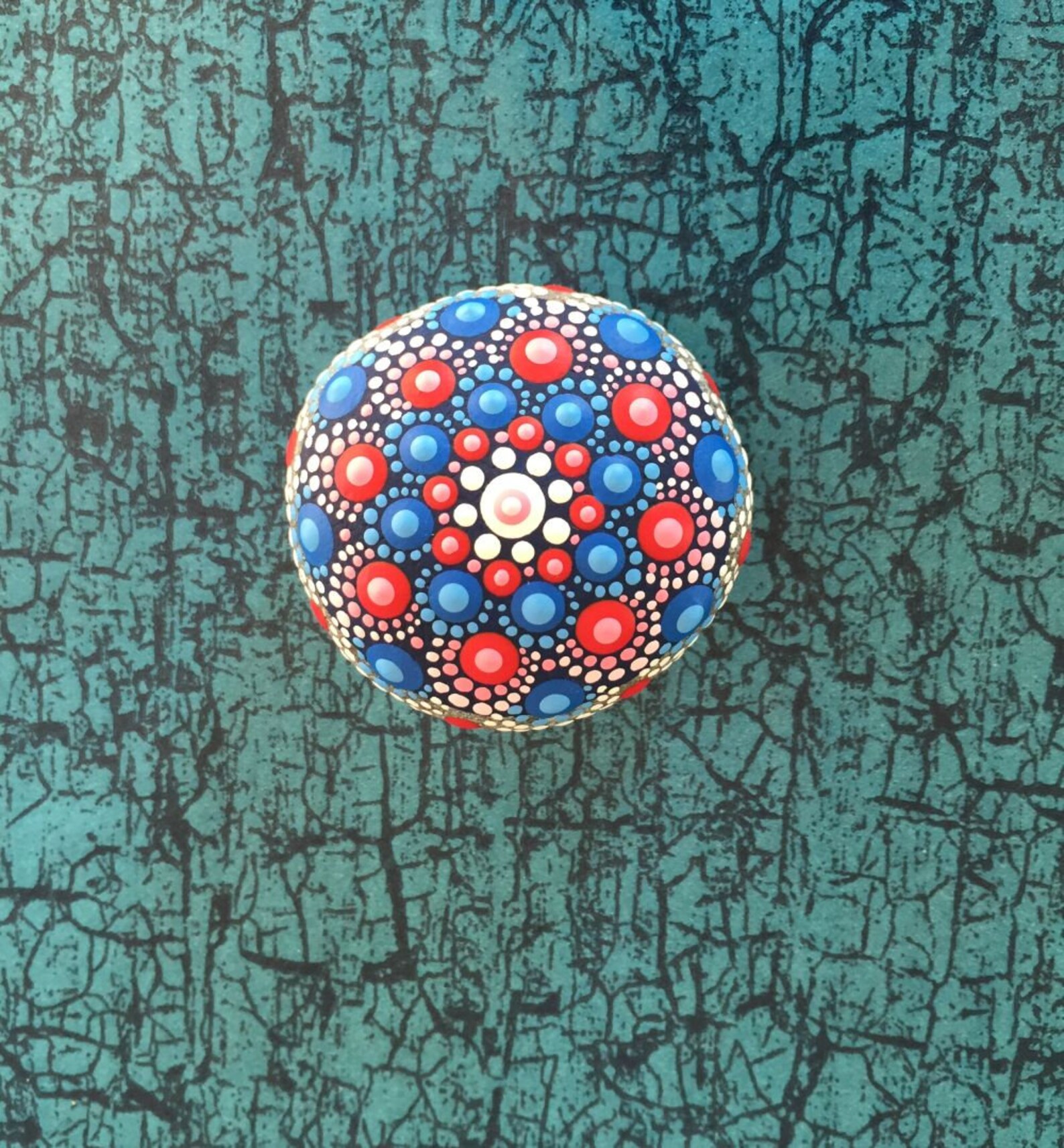Mandala Stone Blue Red - Handpainted Mandala Stone as a Gift for a ...
