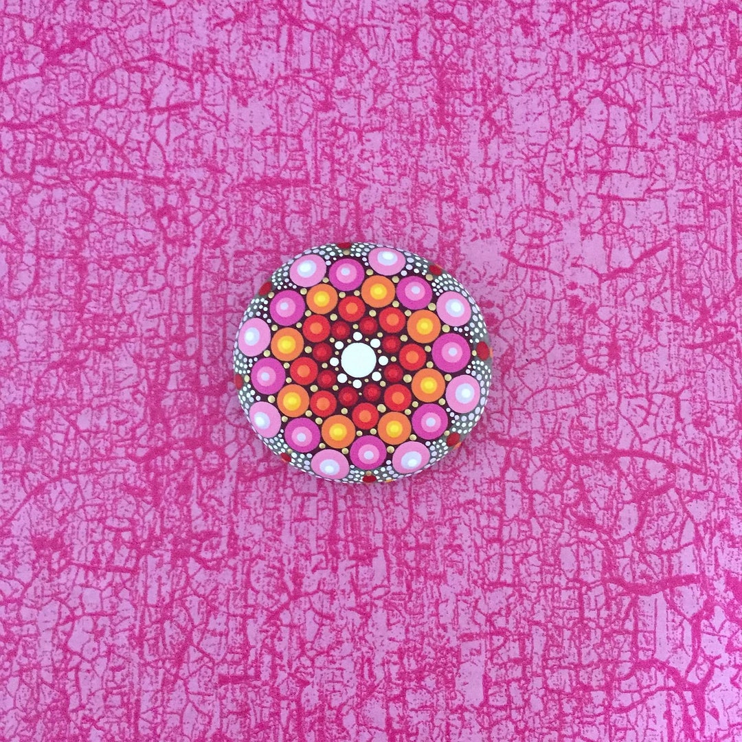 Mandala-stone Raspberry & Red I Handpainted Mandala Stone as - Etsy
