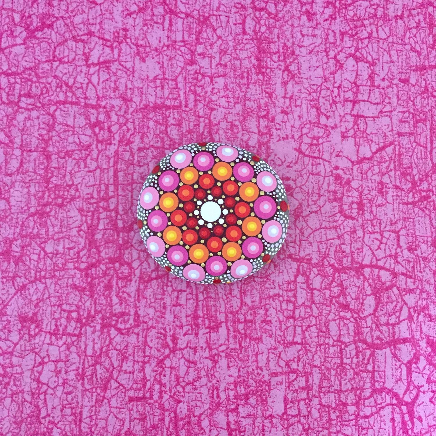 Mandala-stone Raspberry & Red I Handpainted Mandala Stone as - Etsy