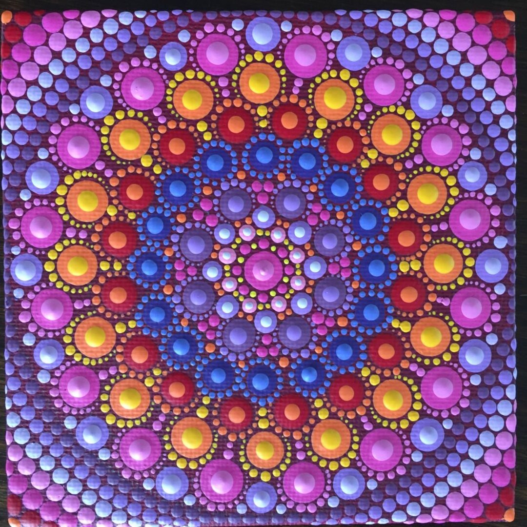 Mandala Color Explosion Colorful Handpainted Dotting-mandala on Canvas ...