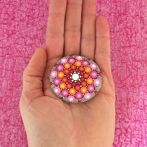 Mandala-stone Raspberry & Red I Handpainted Mandala Stone as - Etsy