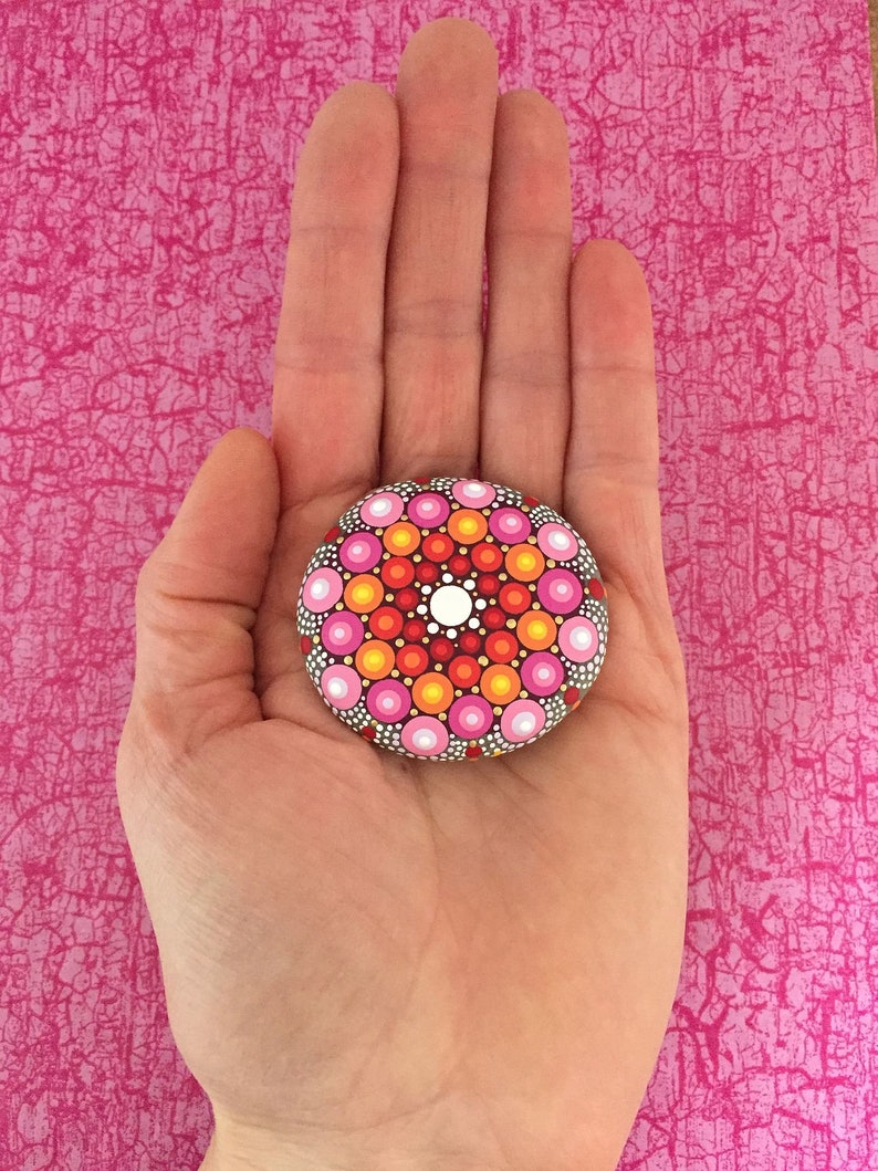Mandala-stone Raspberry & Red I Handpainted Mandala Stone as - Etsy