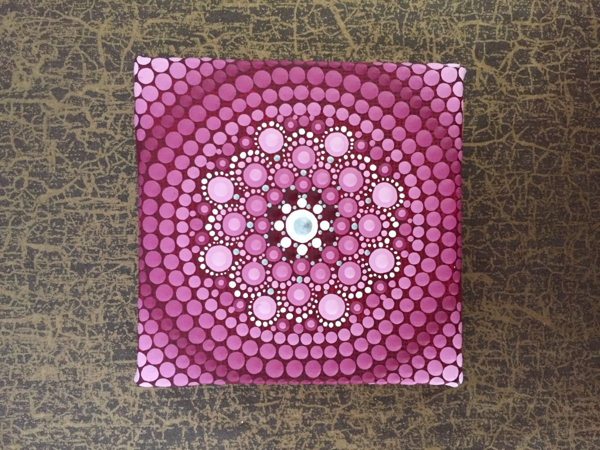 Mini Mandala Rosé Lovely Handpainted Dotting-mandala on Canvas Board as ...