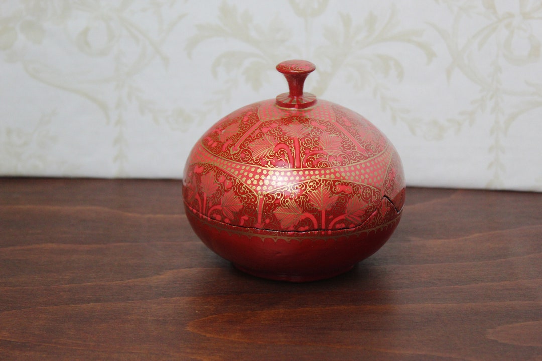 Kashmiri Lacquer Pot - Etsy