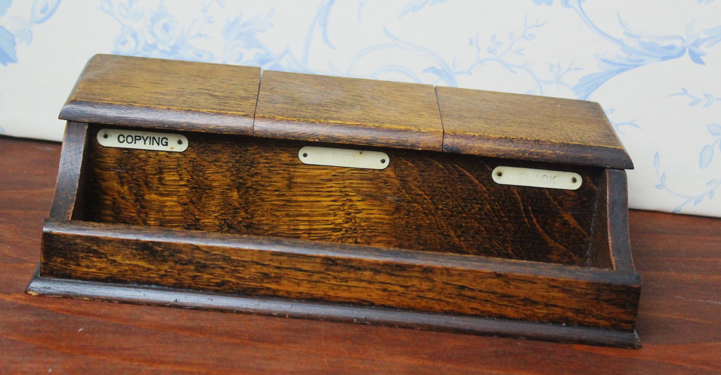 Mid Century Inkstand With Three Glass Inkwells and Pen Rest - Etsy