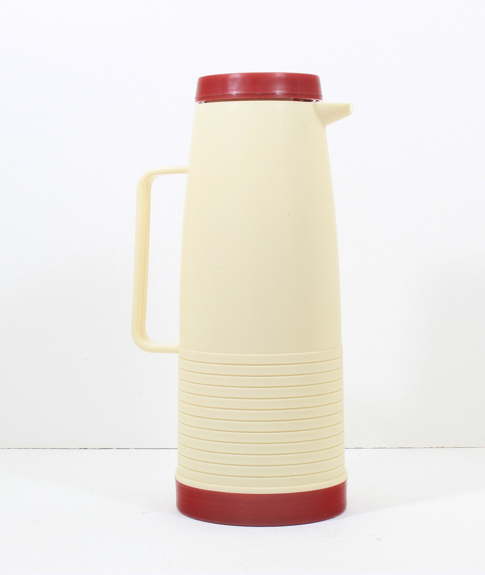 1970s Red and White Thermos Flask, Large Vintage Themos Flask - Etsy