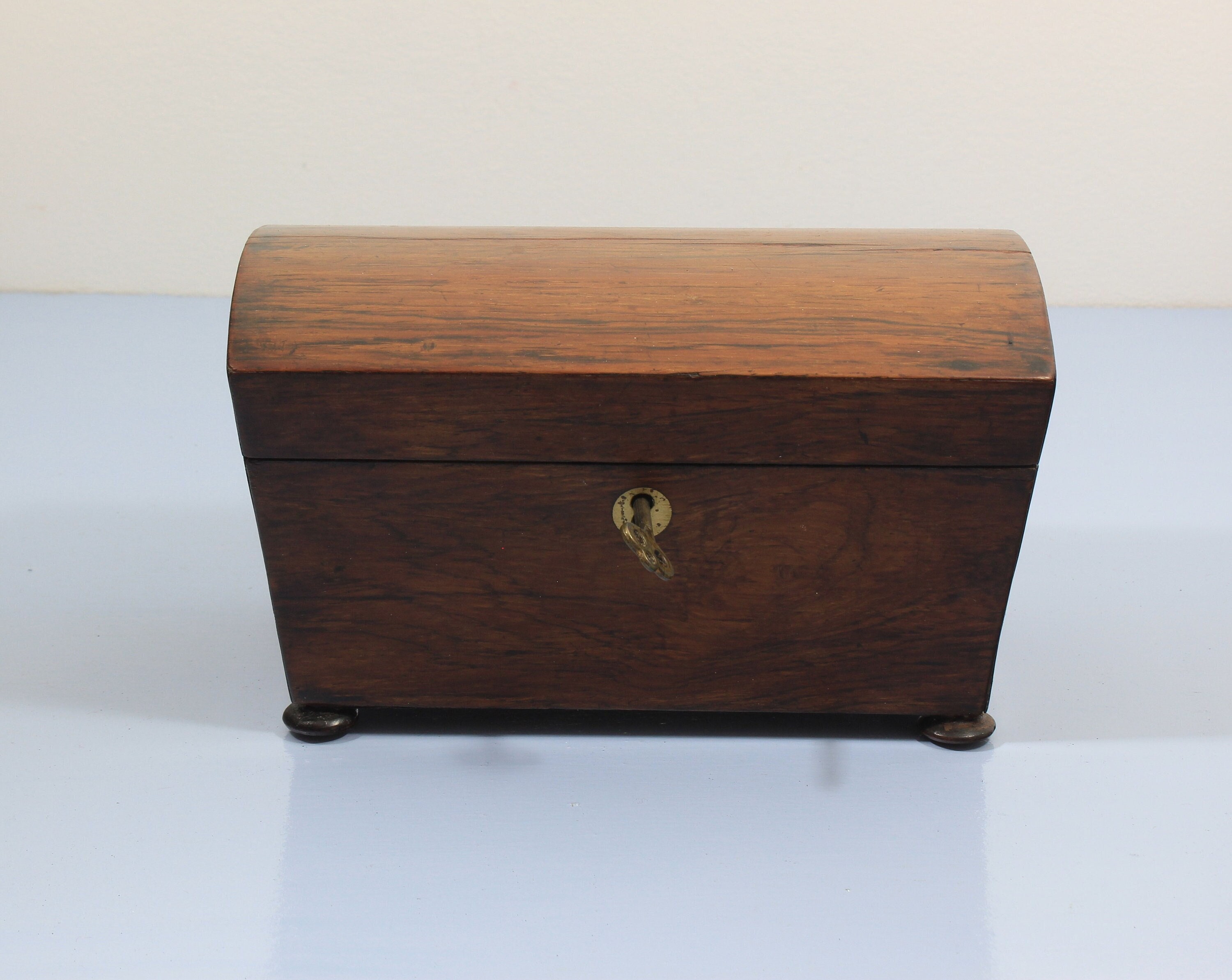 Large Antique Tea Caddy With Black Walnut Veneer and Lock and Key ...