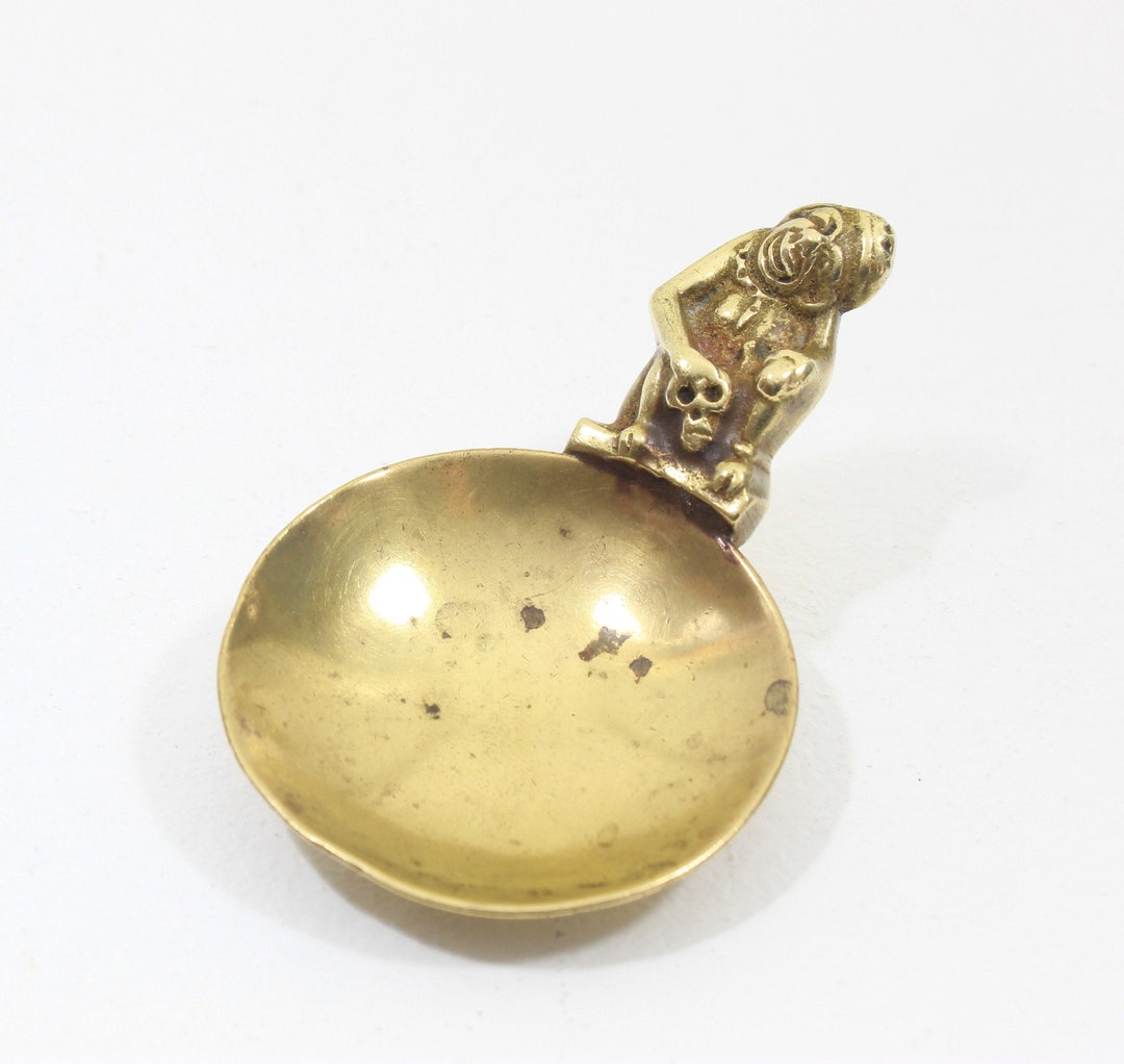 Brass Tea Caddy Spoon With Monkey Handle - Etsy