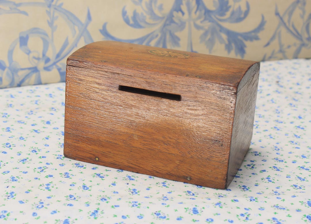 Vintage Wooden Money Box - Etsy