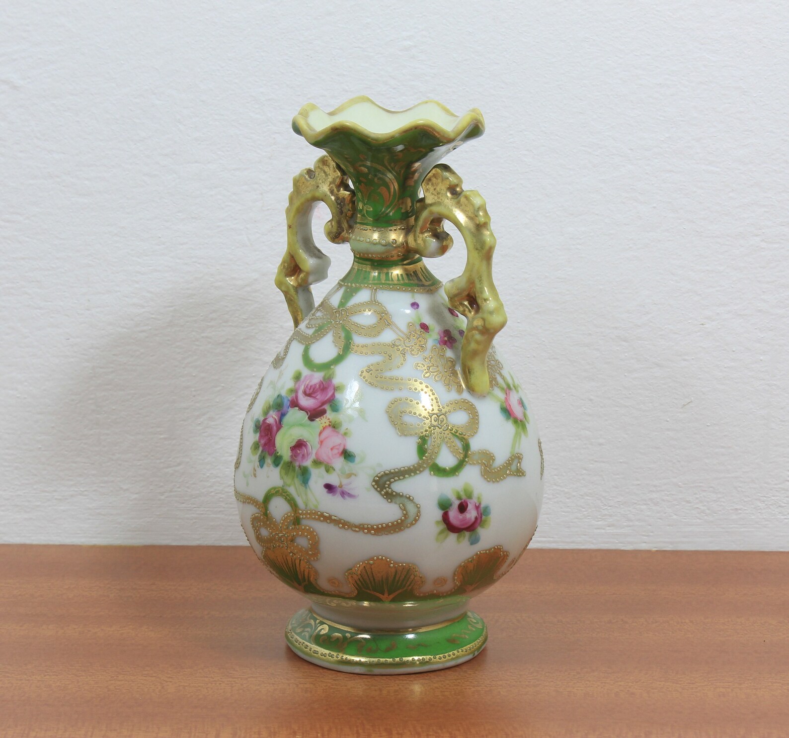 Green and Gold Single Rose Vase With Floral Decoration - Etsy UK