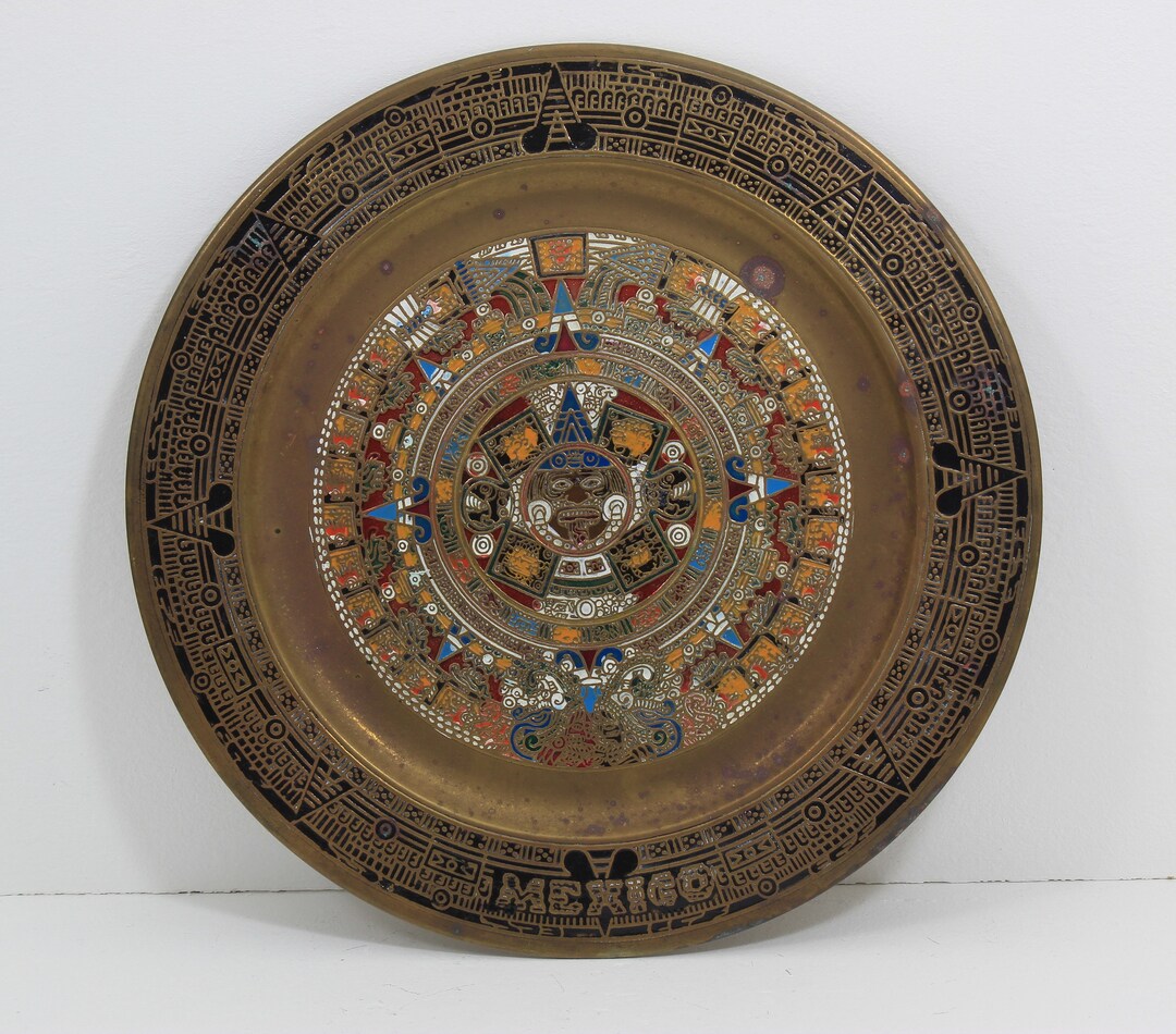 Aztec Sun Calendar Brass Plate - Etsy