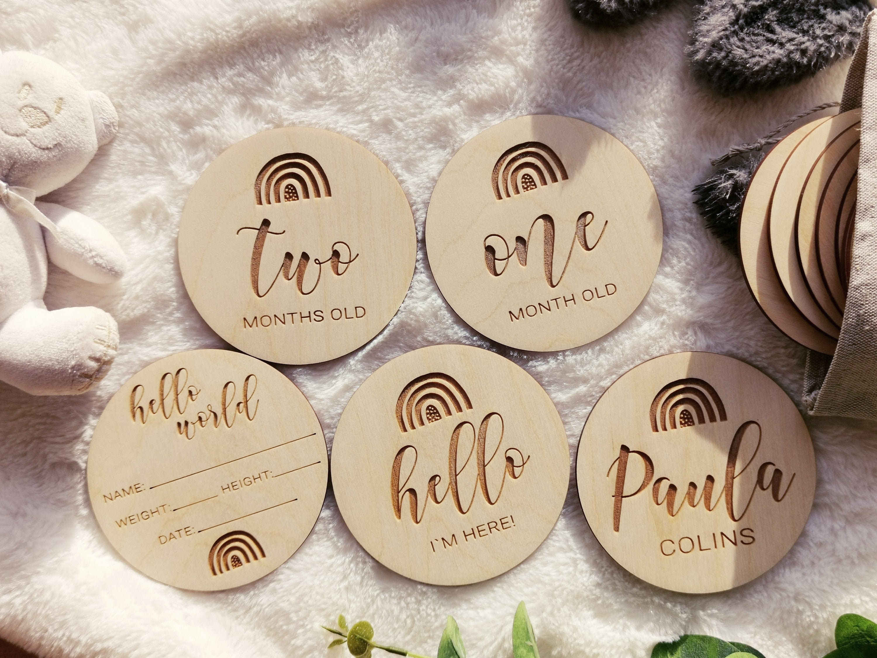 Baby Monthly Milestone Wood Discs For Baby 1st Year Photo Prop | Etsy