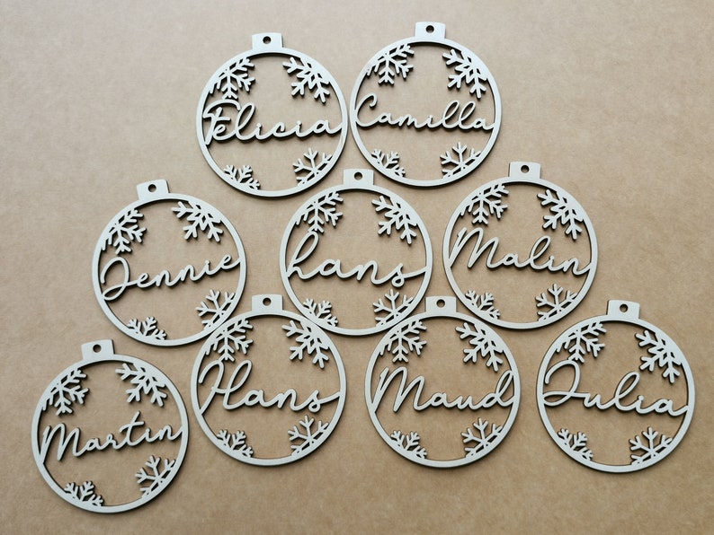 Custom Name CHRISTMAS Baubles Set Personalized Name Ornaments, Wooden ...