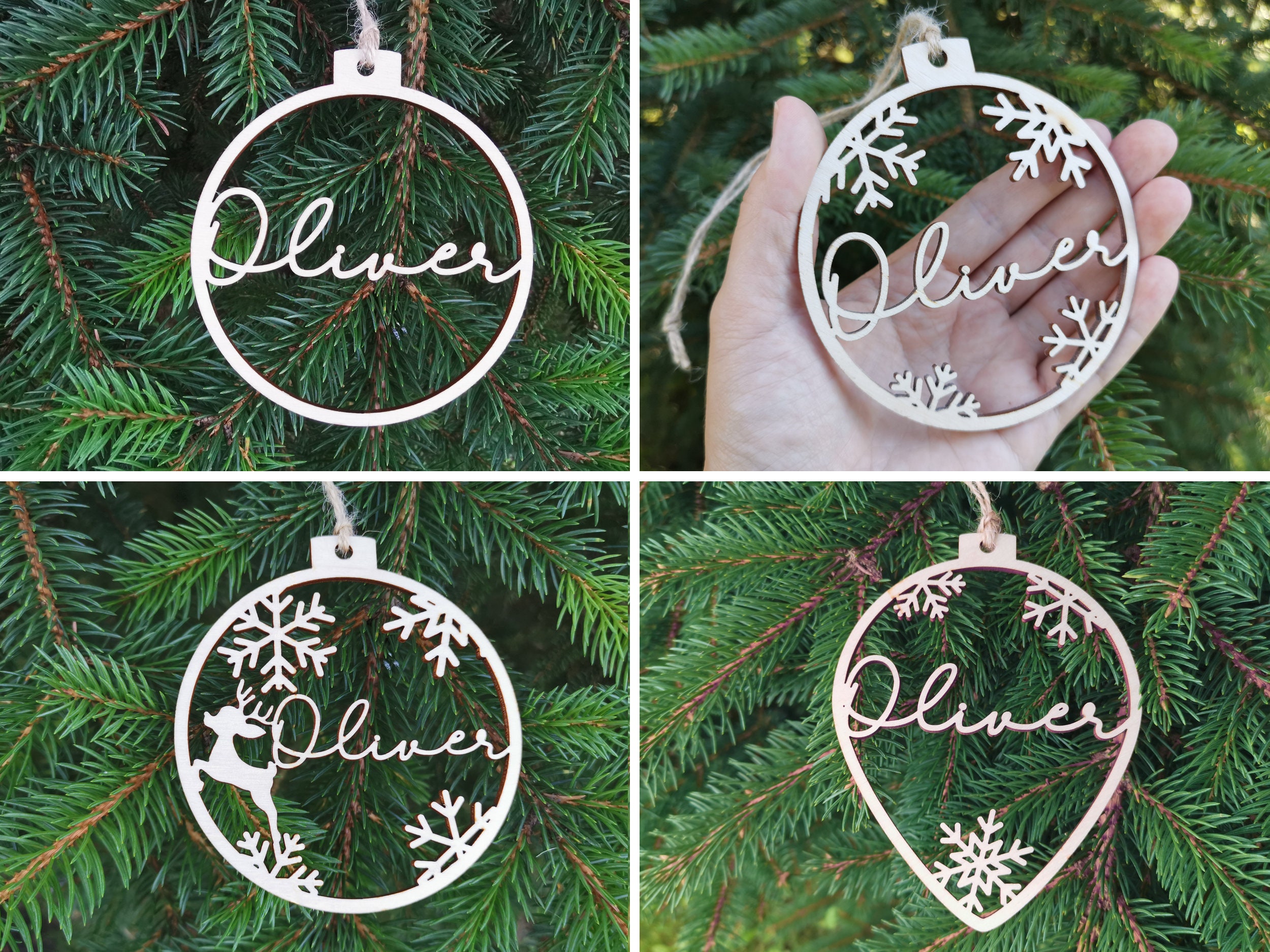 Custom Name CHRISTMAS Baubles Set Personalized Name Ornaments, Wooden ...