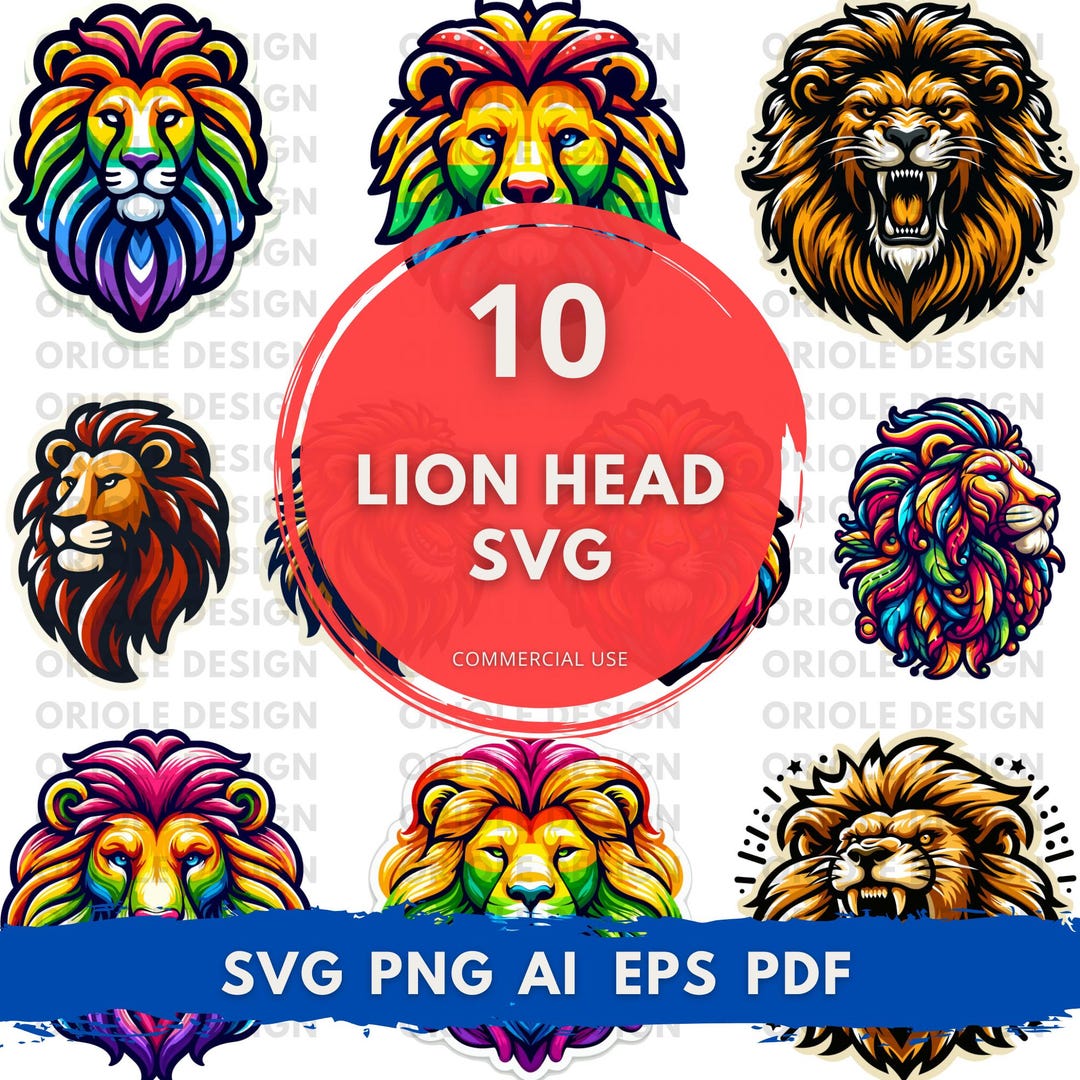 Lion SVG Bundle, Majestic Lion Head Designs, Tribal Lion Clipart ...