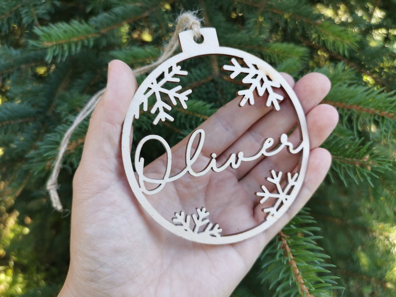 Custom Name CHRISTMAS Baubles Set Personalized Name Ornaments, Wooden ...