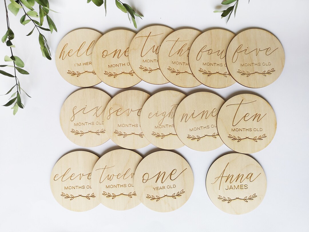 Wooden Monthly Milestone Circles for Children's Photo Props, Wooden ...