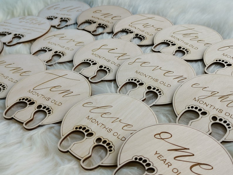 Wood Milestone Cards Wooden Baby Monthly Milestones Hello - Etsy