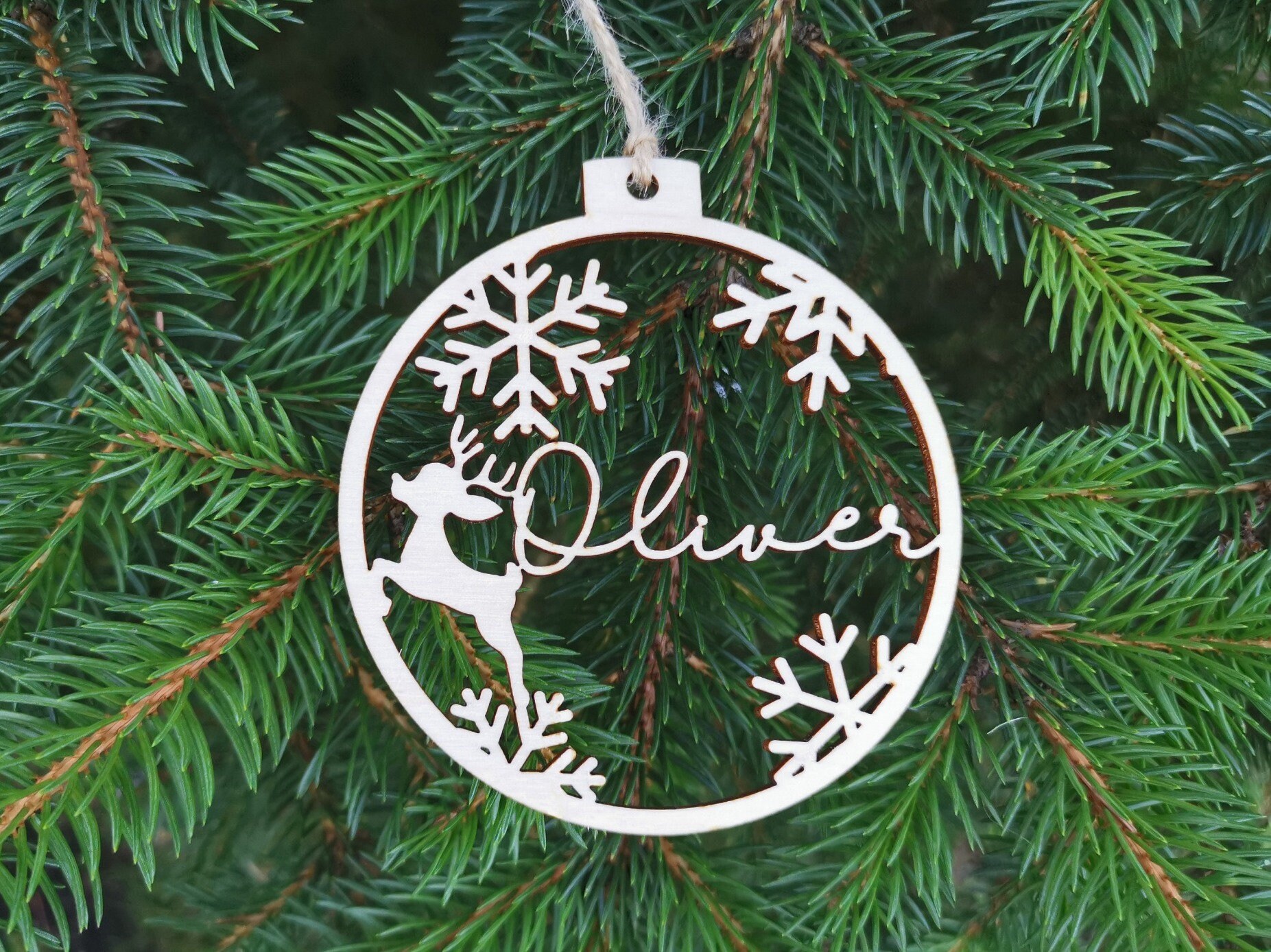 Custom Name CHRISTMAS Baubles Set Personalized Name Ornaments, Wooden ...