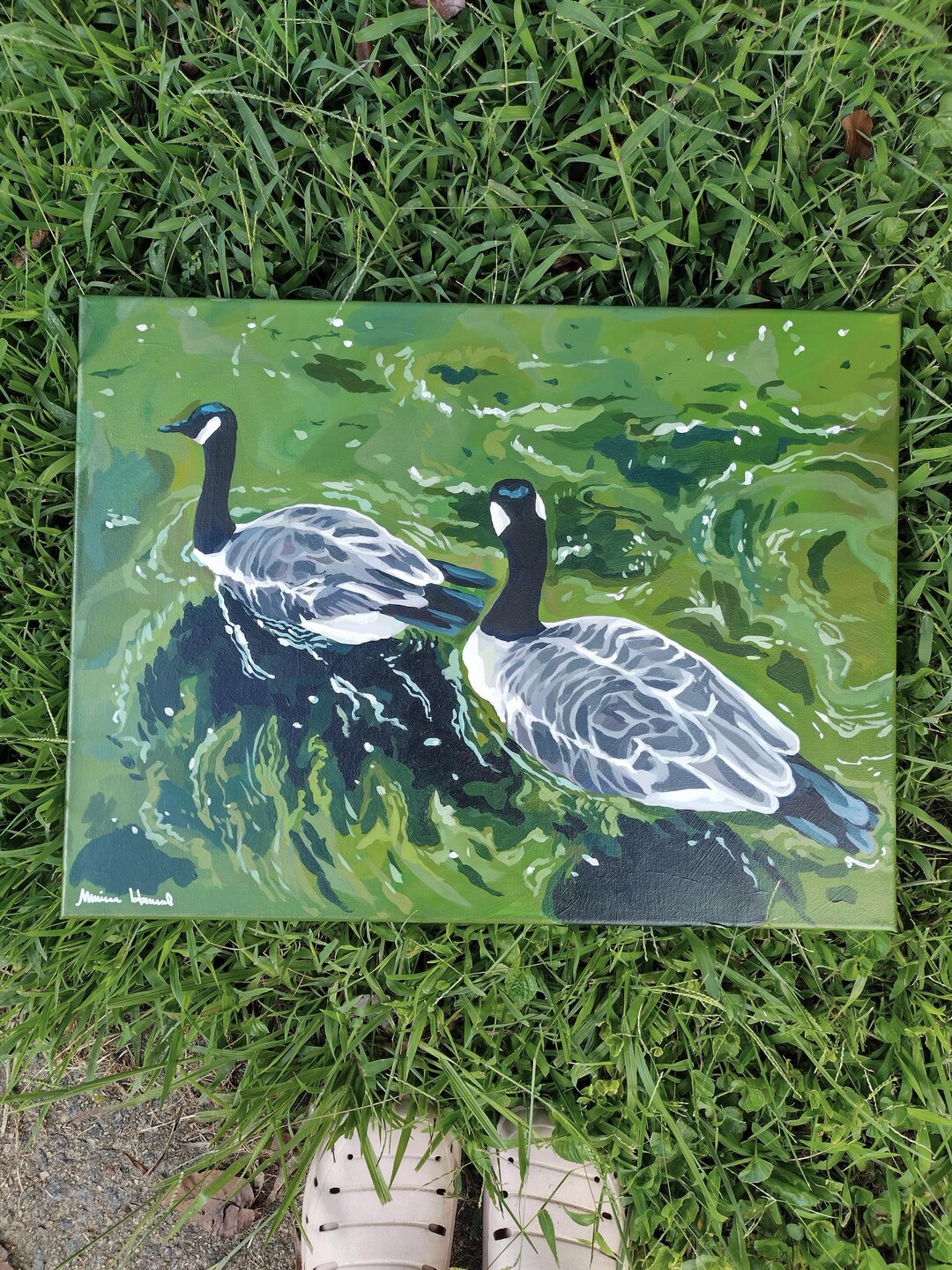 Silly Geese - Art, Painting, Nature, Goose, Geese, Summer, Animals - Etsy