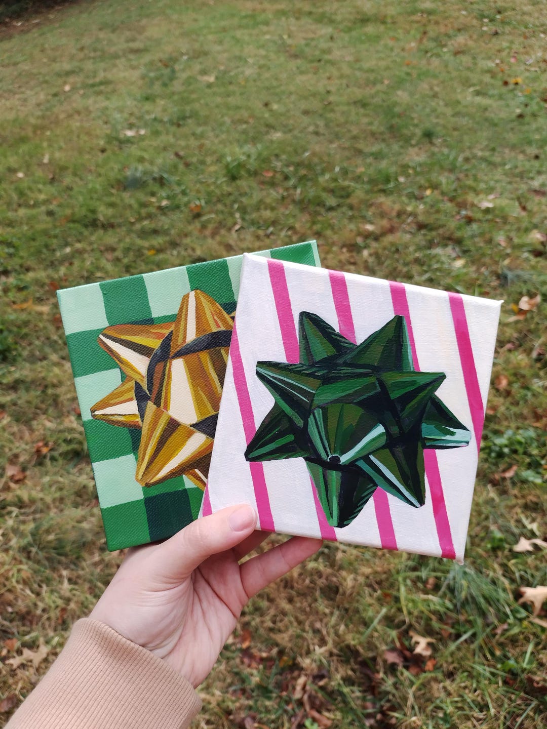 Christmas Bow Paintings - Art, Holidays, Christmas Art, Decor, Wall Art ...