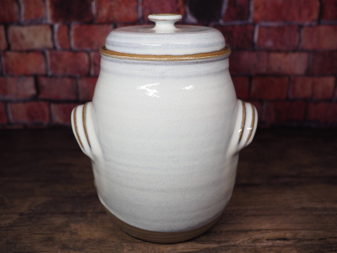 Rustic White Fermentation Crock 2.5 Quart With Weights Fermenting ...