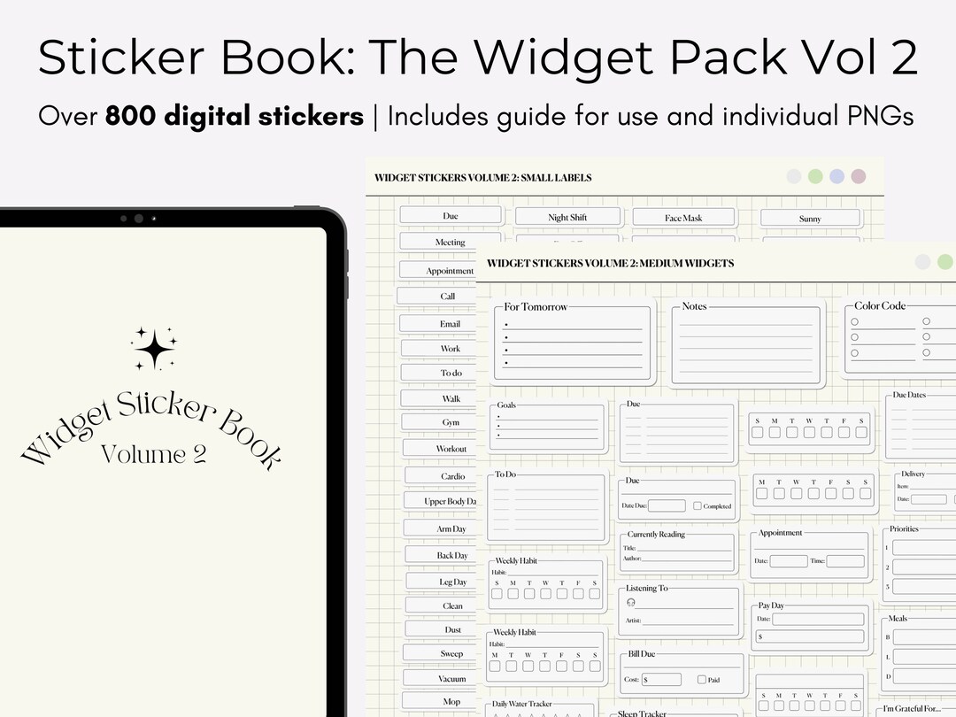Widget Sticker Book Volume 2, Digital Stickers, Goodnotes Stickers ...
