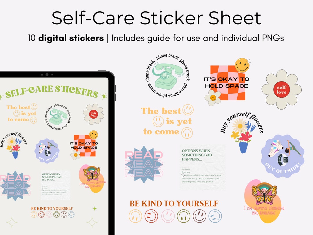 Self-care Sticker Sheet, Digital Stickers, Goodnotes Stickers, Digital ...