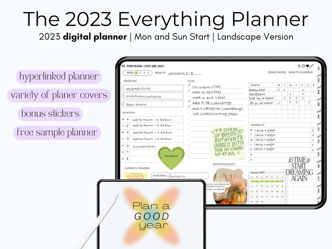 The 2023 Everything Planner: LANDSCAPE, Dated Hybrid Digital Planner ...