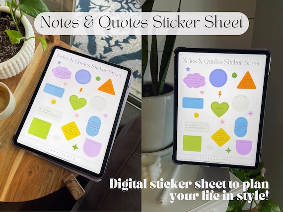 Notes & Quotes Sticker Sheet Digital Stickers Goodnotes - Etsy