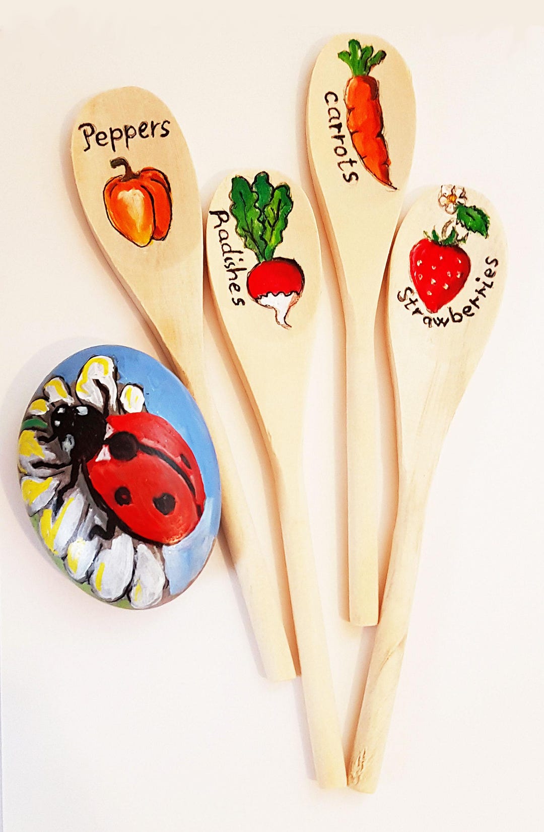 Vegetable Patch Markers, Wooden Spoon Tags Garden Hand Painted in ...